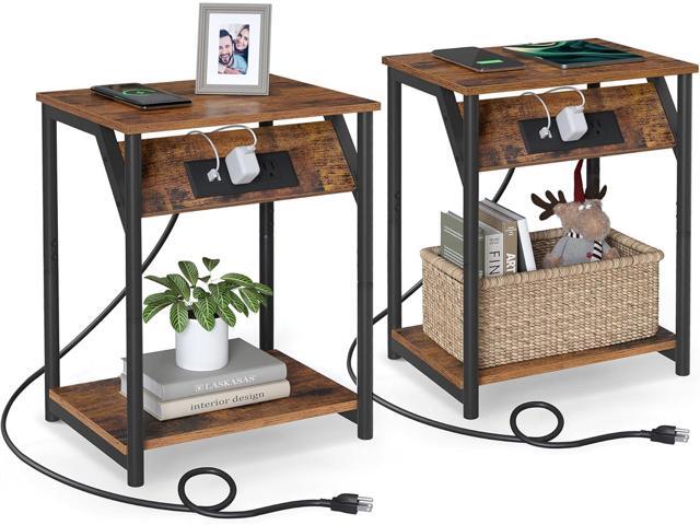 Click here for VASAGLE End Table with Charging Station  Set of 2... prices