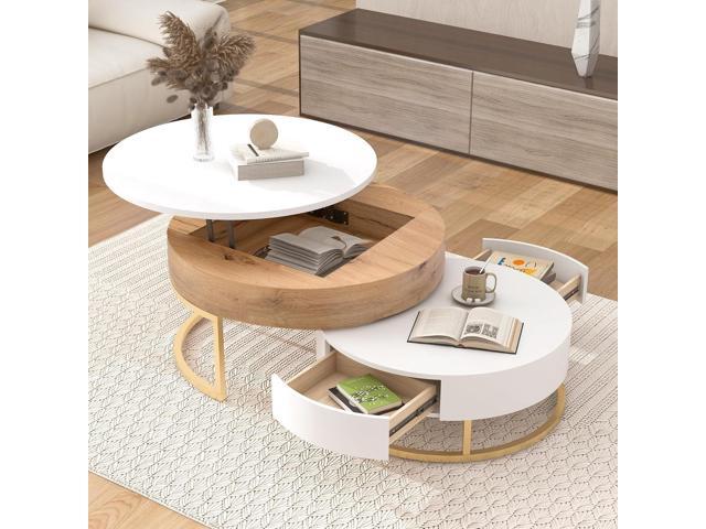 Click here for Modern Round Lift-top Nesting Coffee Tables with 2... prices