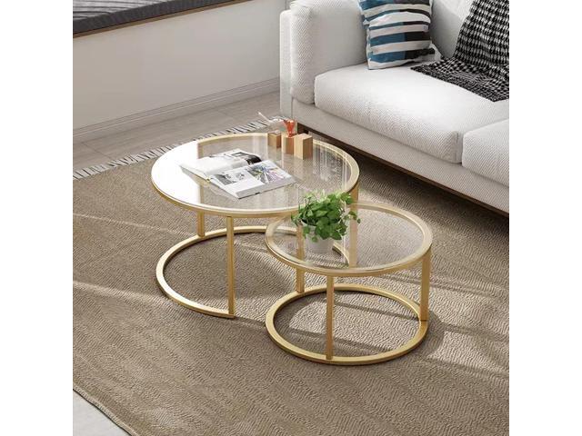 Click here for Gold Nesting Coffee Table Set of 2  Small Glass Ne... prices