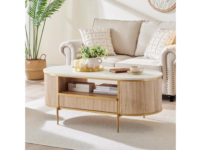 Click here for OKD Modern Luxury Fluted Coffee Table  48 Oval Cof... prices