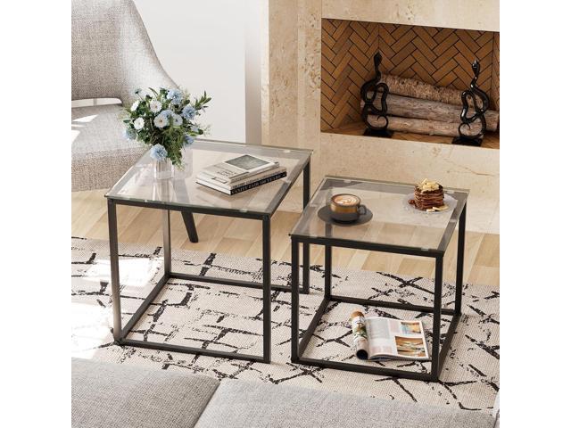 Click here for VILAWLENCE Coffee Table Set of 2  Modern Black Gla... prices