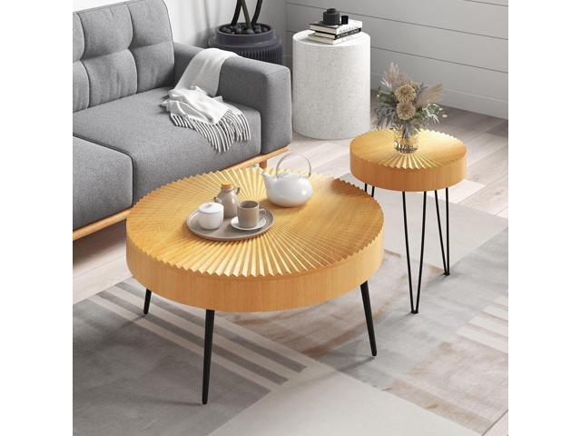 Click here for Giantex Boho Round Coffee Table Set of 2  Sofa Sid... prices