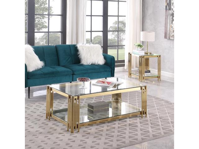 Click here for 48 Glass Gold Coffee Table  Rectangular Glass Tea... prices