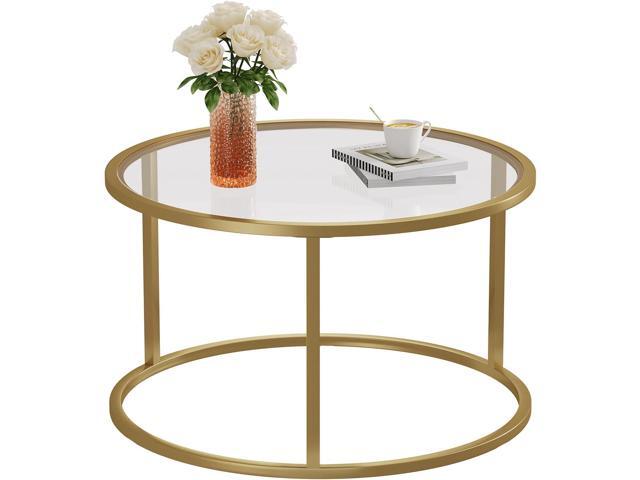 Click here for SAYGOER Small Glass Coffee Table Round Gold Coffee... prices