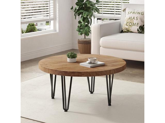 Click here for Rustic Wood Round Coffee Table with Metal Legs  So... prices