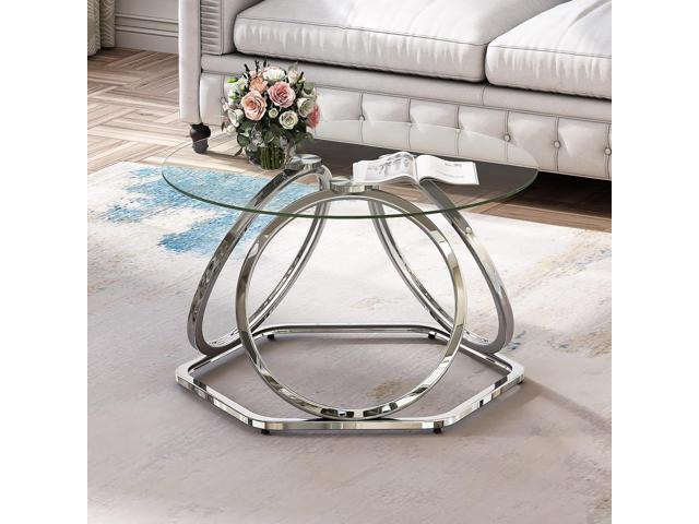 Click here for O & K FURNITURE Glass Coffee Table  Modern Silver... prices