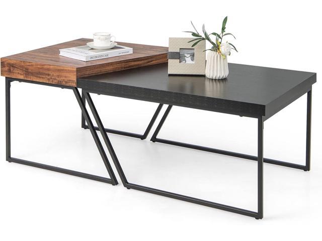Click here for Giantex Stacking Coffee Table Set of 2  Black & Br... prices