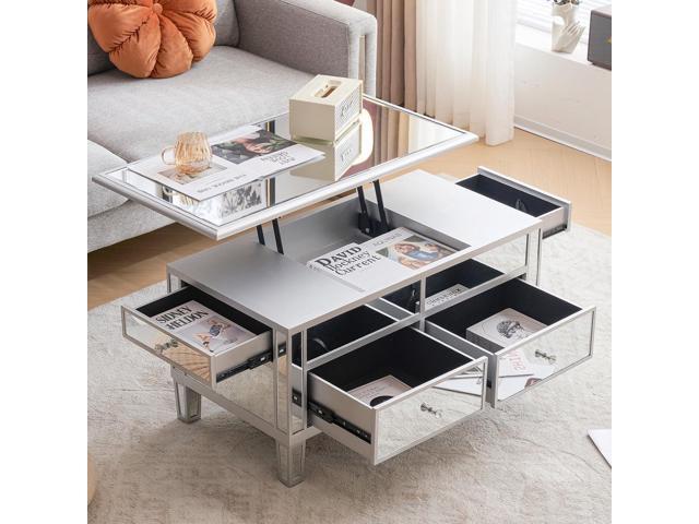 Click here for VINGLI Mirrored Lift Top Coffee Table  Assembled M... prices