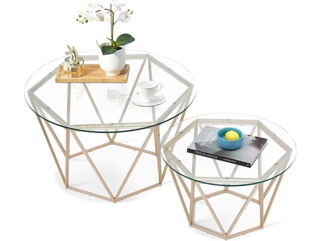 Click here for ivinta Round Nesting Coffee Table Set of 2  Modern... prices
