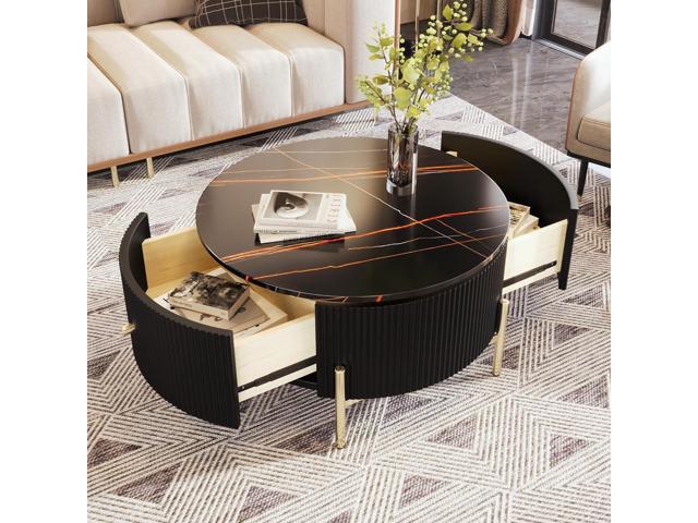 Click here for 31.5 Modern Round Coffee Table with 2 Large Drawer... prices