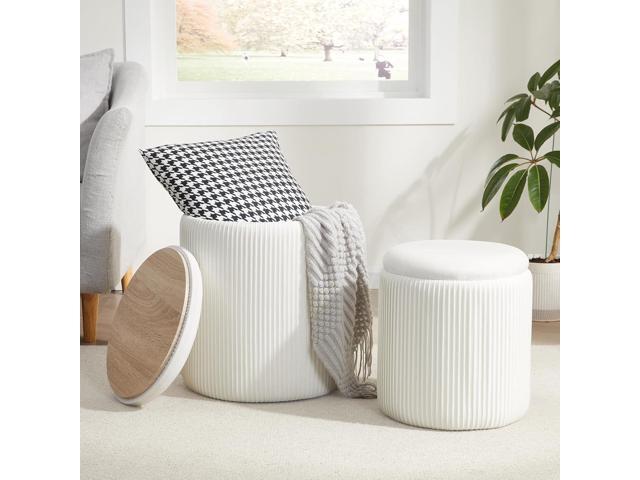 Click here for Round Ottoman with Storage Set of 2 Vanity Stool w... prices