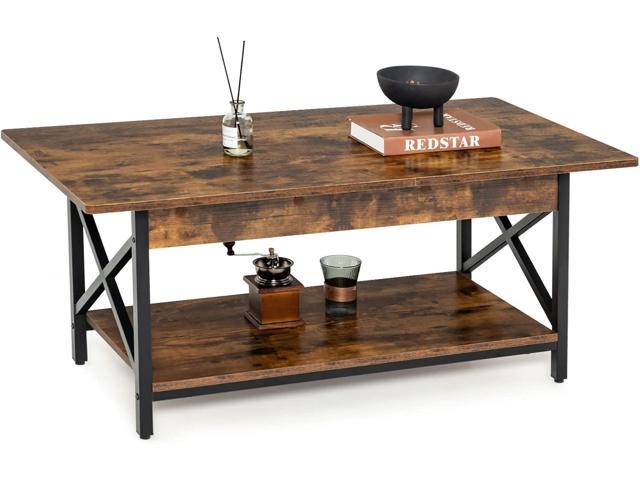 Click here for COSTWAY Industrial Coffee Table  2-Tier Wood Cockt... prices