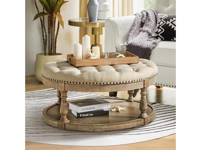 Click here for HULALA HOME Large Round Ottoman Coffee Table  2-Ti... prices