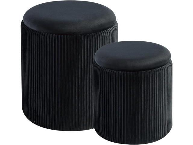 Click here for Round Set of 2 Ottoman with Storage-Upholstered Ve... prices