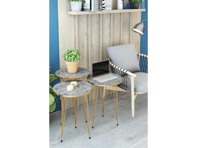 Click here for PAK HOME Set of 3 Nesting End Tables Round Wood St... prices