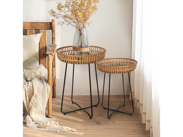 Click here for Oakrain Rattan Side Table Nesting Tables Set of 2... prices