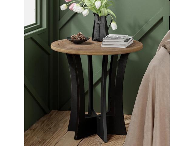 Click here for Farmhouse Round End Table with Criss-Cross Wood Le... prices