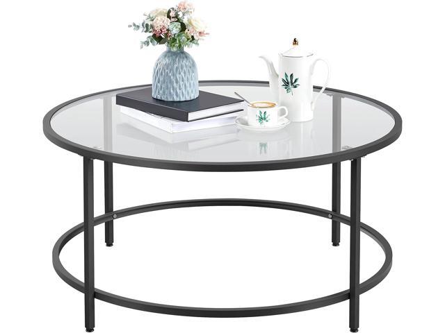 Click here for Topeakmart Modern Glass-Top Coffee Table Sofa Tabl... prices