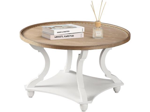 Click here for Wnutrees Farmhouse Round Coffee Table  Wood Tray T... prices