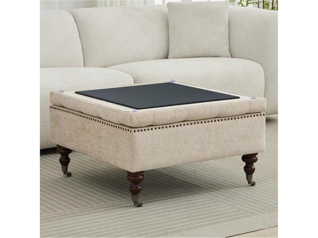 Click here for Large Square Storage Ottoman Uphlostered Tufted Bu... prices