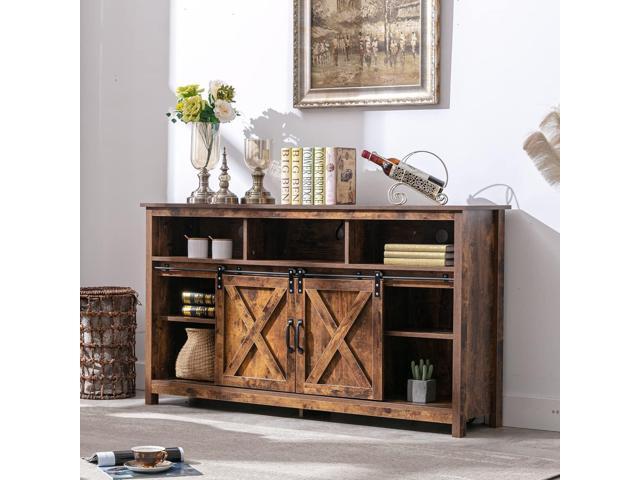 Click here for Farmhouse Coffee Bar Cabinet Rustic Sliding Barn D... prices