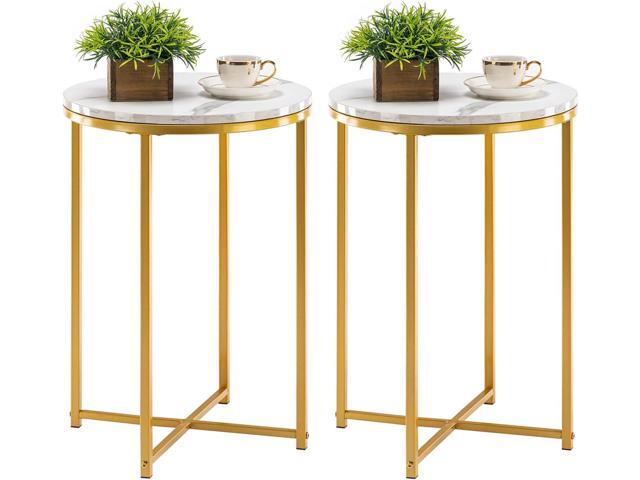 Click here for TECHMILLY Round End Table  Faux Marble Sofa Table... prices