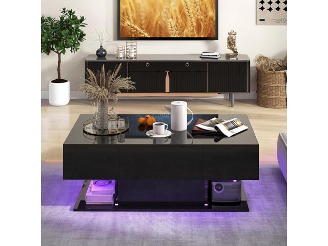 Click here for Giantex Modern LED Coffee Table - 2-Tier Center Ta... prices