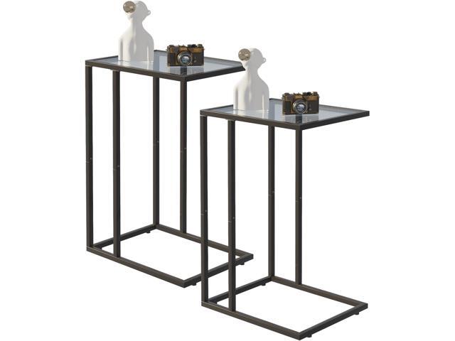 Click here for Easy Paws C Shaped End Table Set of 2  Tempered Gl... prices