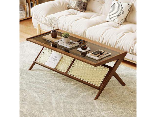 Click here for Bamworld Mid-Century Modern Coffee Table with Glas... prices