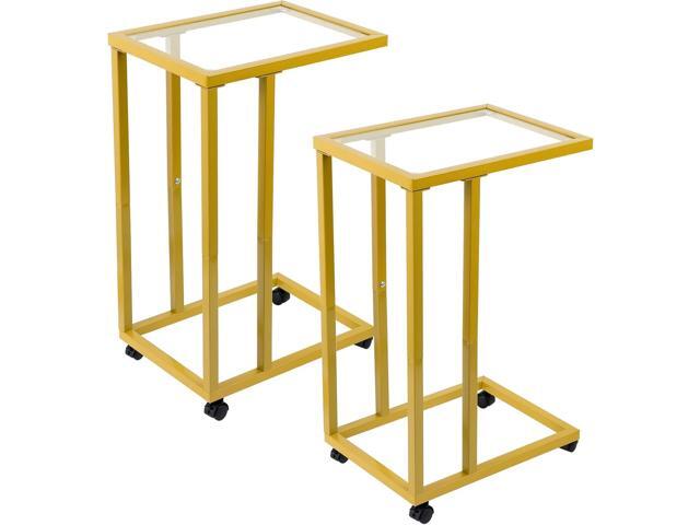 Click here for Fixwal C-Shaped End Table Set of 2  Tempered Glass... prices