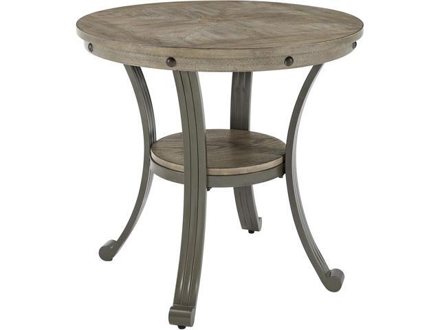 Click here for Powell Pewter Metal and Rustic Wood Side Table Fra... prices