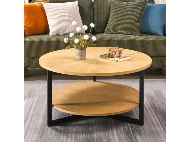Click here for Round Coffee Table with Storage Shelf  33.5in Circ... prices