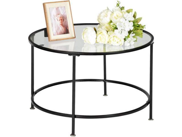 Click here for Round Coffee Table  Glass Table with Black Iron Fr... prices