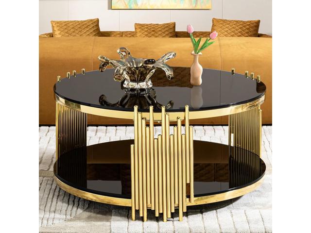 Click here for Round Glass Coffee Table Modern Luxury Black Cente... prices