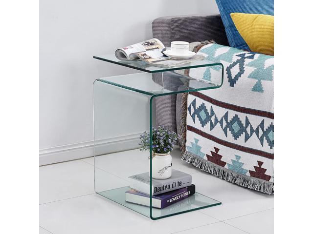 Click here for Glass Nightstand Side & End Table  Modern S-Shaped... prices