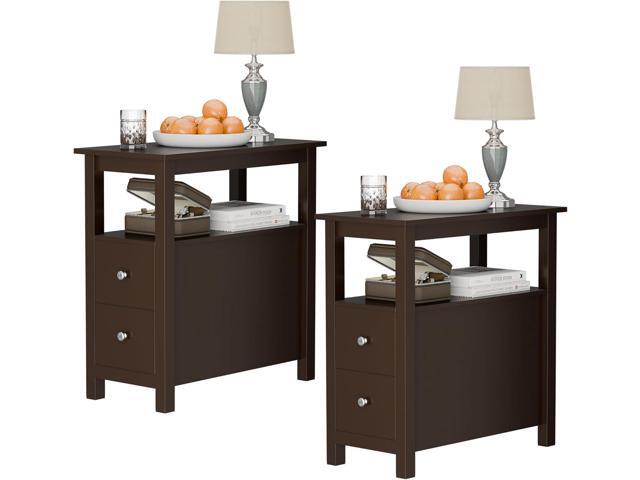 Click here for ZENY Narrow End Table Set of 2 Side Table with Dra... prices