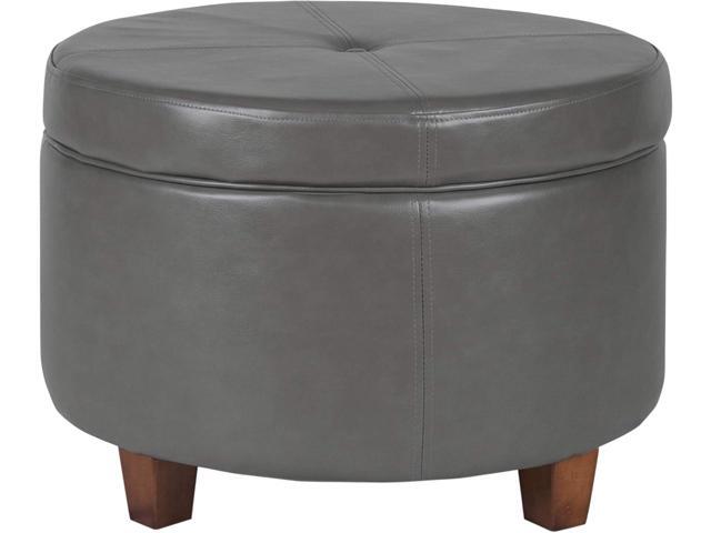 Click here for HomePop Round Leatherette Storage Ottoman with Lid... prices