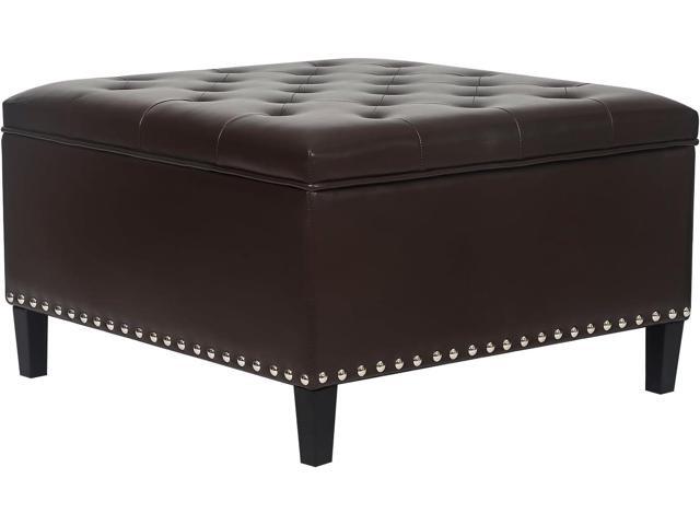 Click here for Homebeez Faux Leather Storage Ottoman Bench  Squar... prices