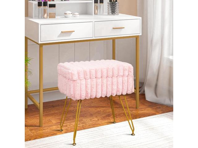 Click here for Pink Vanity Stool with Storage Ottoman  Faux Fur V... prices