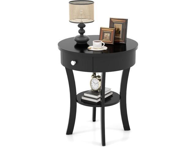 Click here for Giantex Round End Table with Drawer  2-Tier Wood S... prices