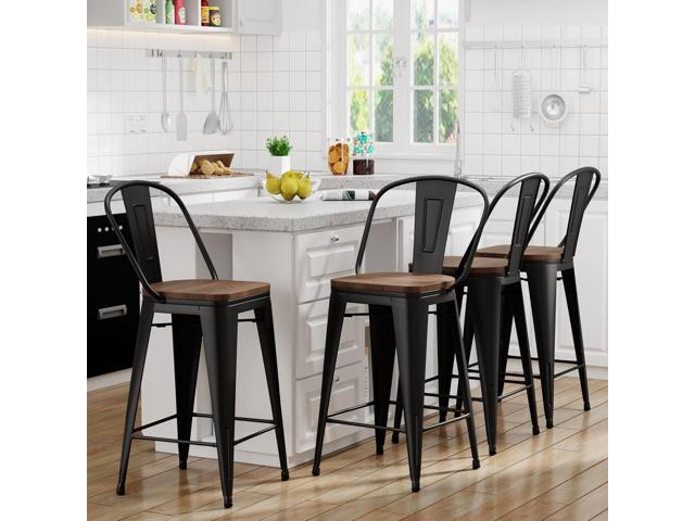 Click here for Yongqiang Black Metal Bar Stools Set of 4 Bar Heig... prices
