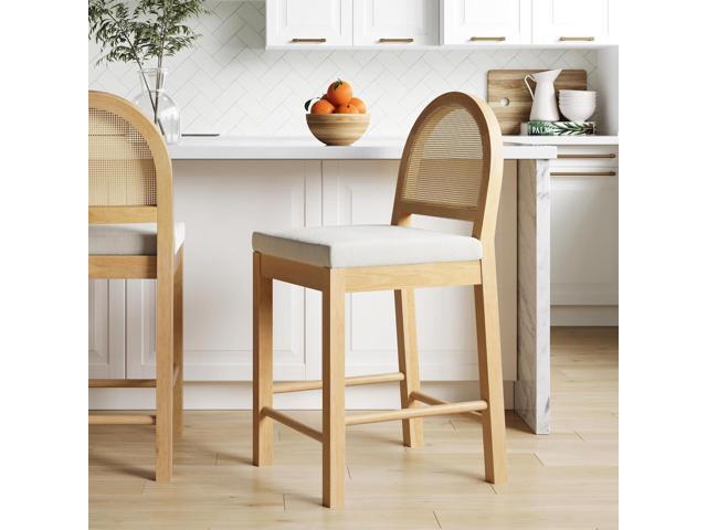 Click here for Nathan James Bailey Upholstered Rattan Bar Stool i... prices