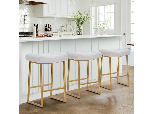 Click here for White & Gold Counter Height Bar Stools Set of 3 fo... prices