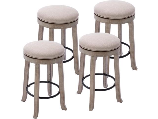 Click here for Farmhouse Linen Round Bar Stools Set of 4  360° Sw... prices