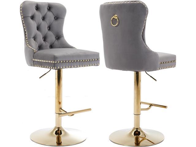 Click here for Grey Velvet Swivel Bar Stools Set of 2 with Uphols... prices