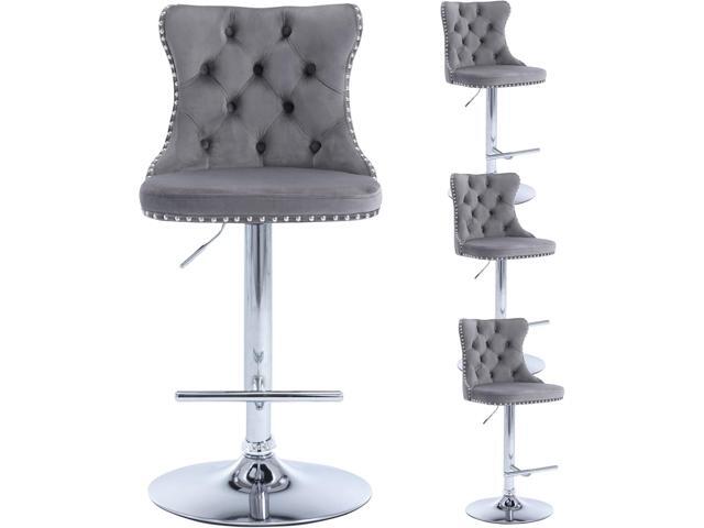 Click here for Modern Grey Velvet Bar Stools Set of 4  Adjustable... prices