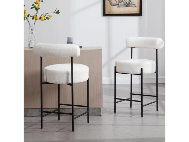 Click here for Modern Sherpa Bar Stools Set of 2 White Boucle Bar... prices