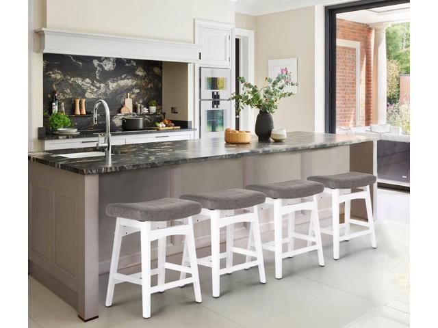 Click here for White Solid Wood Bar Stools Set of 4 for Kitchen C... prices