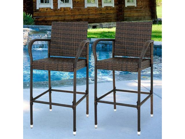 Click here for ZENY Set of 2 Wicker Barstool All Weather Dining C... prices