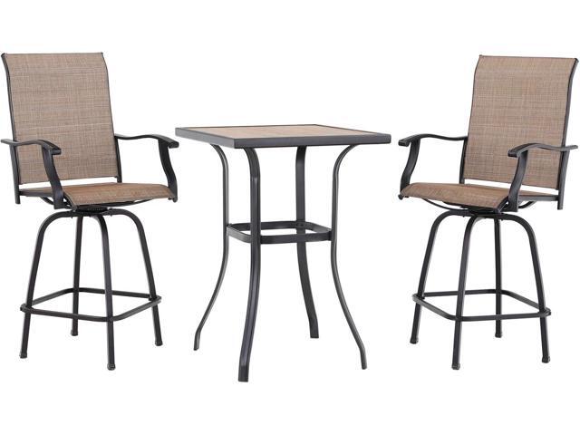 Click here for PHI VILLA 3 PCS Patio Swivel Bar Sets Textilene Hi... prices